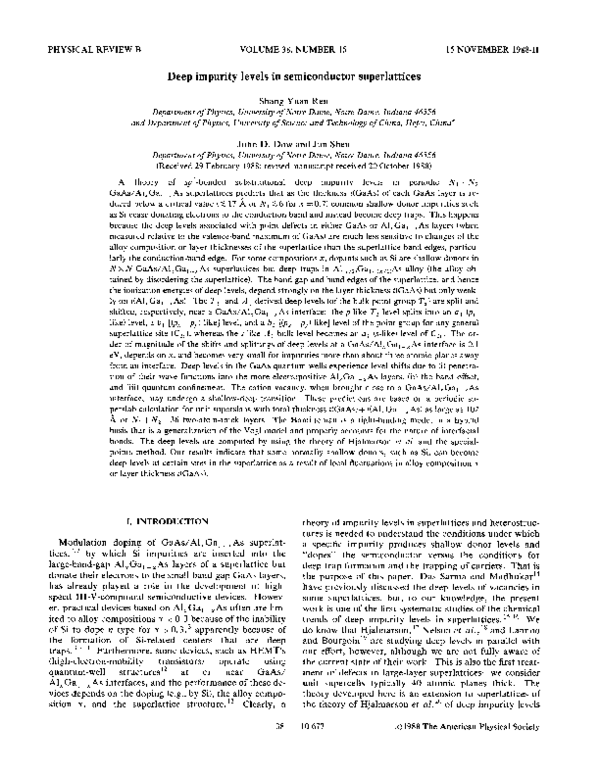 (PDF) Deep impurity levels in semiconductor superlattices