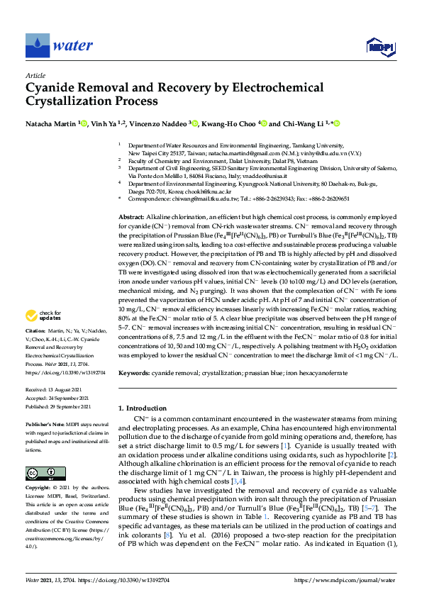 (PDF) Cyanide Removal and Recovery by Electrochemical Crystallization ...