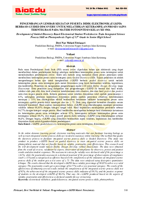(PDF) Pengembangan Lembar Kegiatan Peserta Didik-Elektronik (E-LKPD) Berbasis Guided Discovery ...