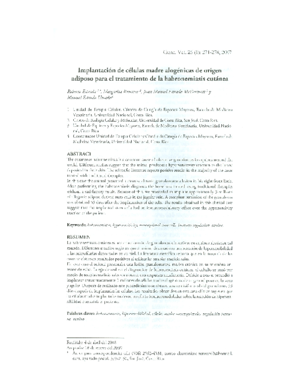 (PDF) Implantación de células madre alogénicas de origen adiposo para ...