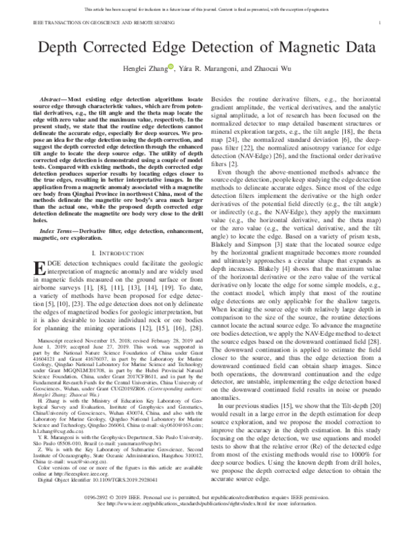 (PDF) Depth Corrected Edge Detection of Magnetic Data