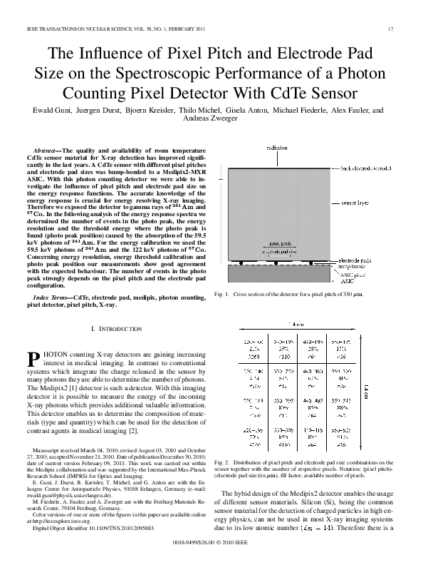 (PDF) The Influence of Pixel Pitch and Electrode Pad Size on the Spectroscopic Performance of a ...