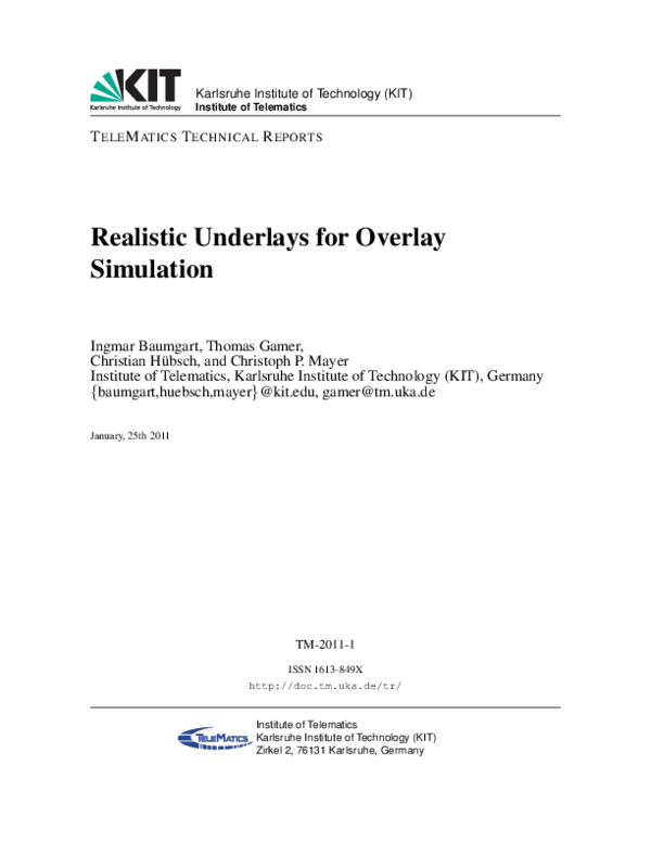 (PDF) Realistic Underlays for Overlay Simulation