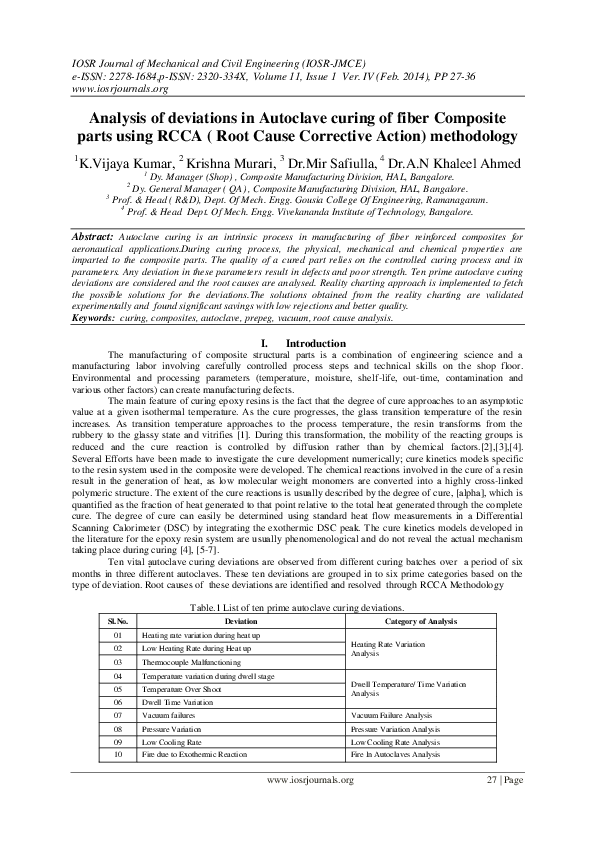 (PDF) Analysis of deviations in Autoclave curing of fiber Composite ...
