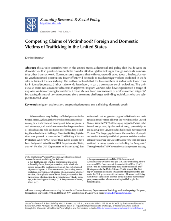 (PDF) Competing claims of victimhood? Foreign and domestic victims of ...