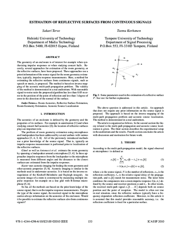 (PDF) Estimation of reflective surfaces from continuous signals