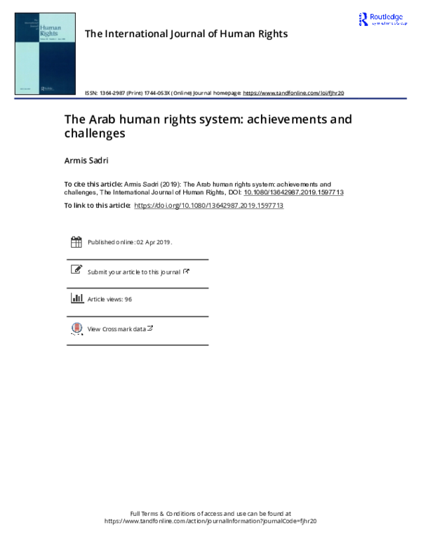 (PDF) The Arab human rights system: achievements and challenges
