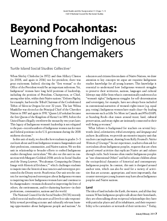 (PDF) Beyond Pocahontas: Learning from Indigenous Women Changemakers