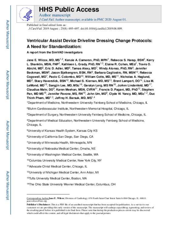 (PDF) Ventricular Assist Device Driveline Dressing Change Protocols: A ...