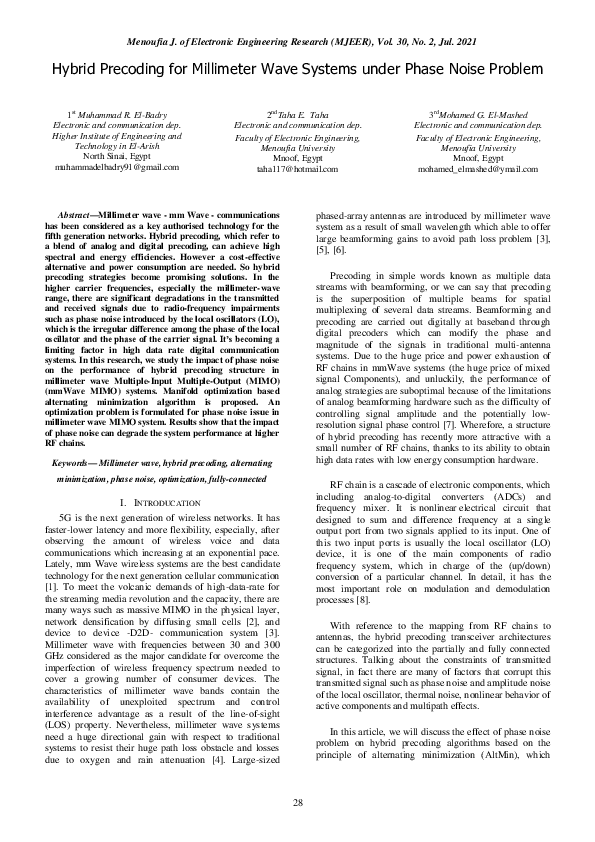 (PDF) Hybrid Precoding for Millimeter Wave Systems under Phase Noise ...