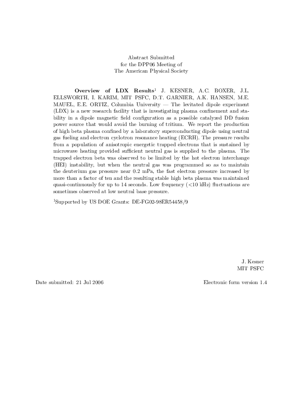 (PDF) Overview of LDX Results
