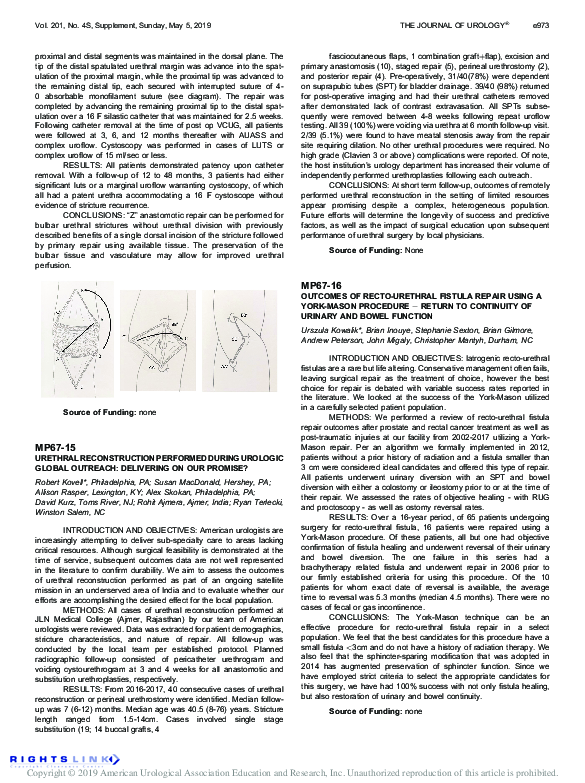 (PDF) MP67-16 OUTCOMES of Recto-Urethral Fistula Repair Using a York ...