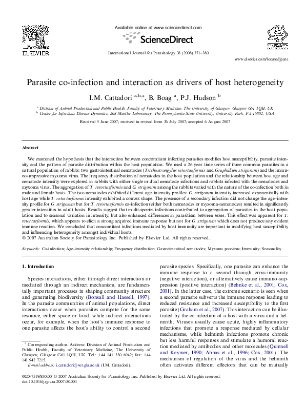 (PDF) Parasite co-infection and interaction as drivers of host ...
