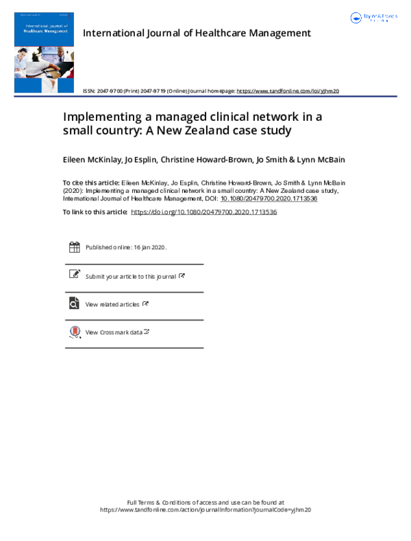 (PDF) Implementing a managed clinical network in a small country: A New ...