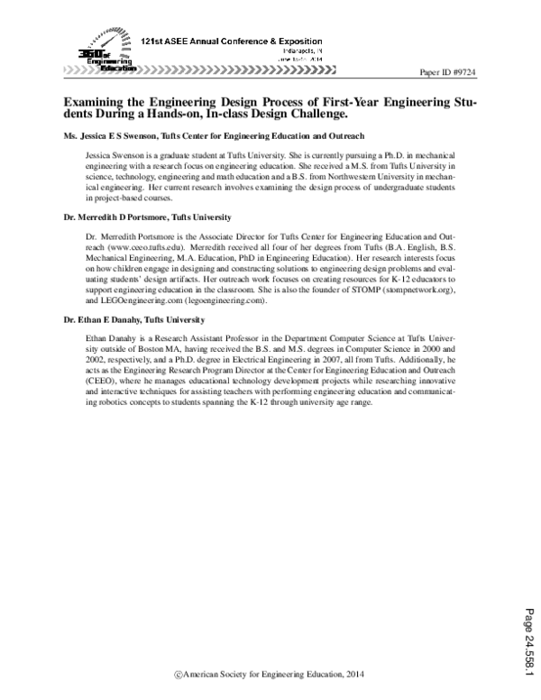 (PDF) Examining the Engineering Design Process of First-Year ...