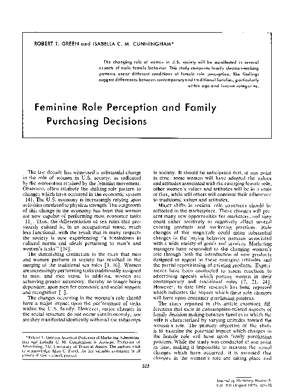 (PDF) Feminine Role Perception and Family Purchasing Decisions