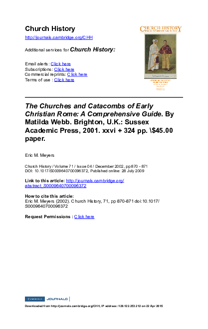 (PDF) The Churches and Catacombs of Early Christian Rome: A ...