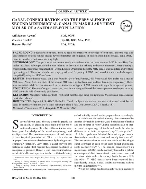 Canal Configuration And The Prevalence Of Second Mesiobuccal Canal In
