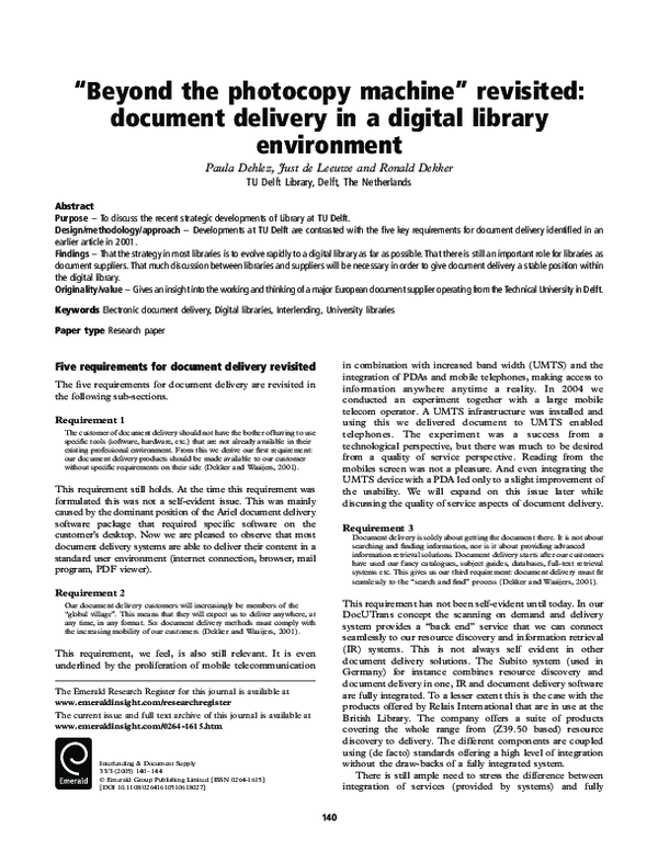 (PDF) “Beyond the photocopy machine” revisited: document delivery in a ...