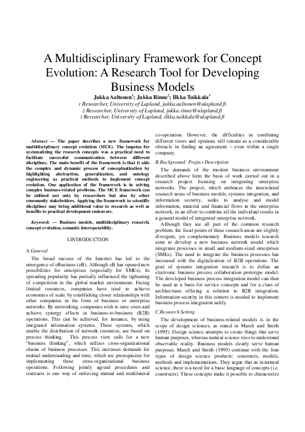 (PDF) A Multidisciplinary Framework for Concept Evolution: A Research ...