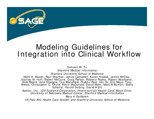 (PDF) Modeling Guidelines for Integration into Clinical Workflow