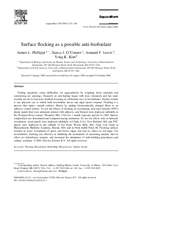 (PDF) Surface flocking as a possible anti-biofoulant