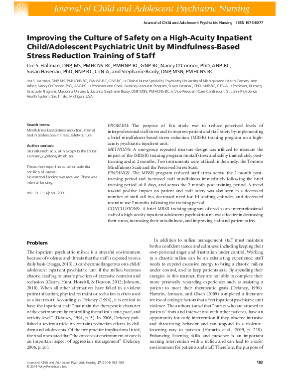(PDF) Improving the Culture of Safety on a High-Acuity Inpatient Child ...