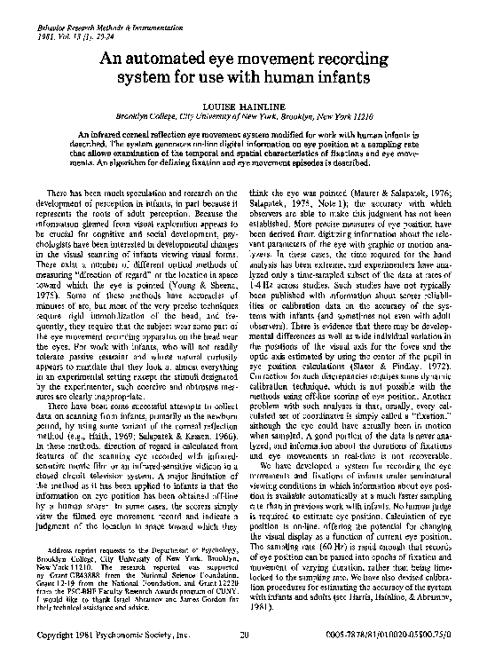 (PDF) An automated eye movement recording system for use with human infants