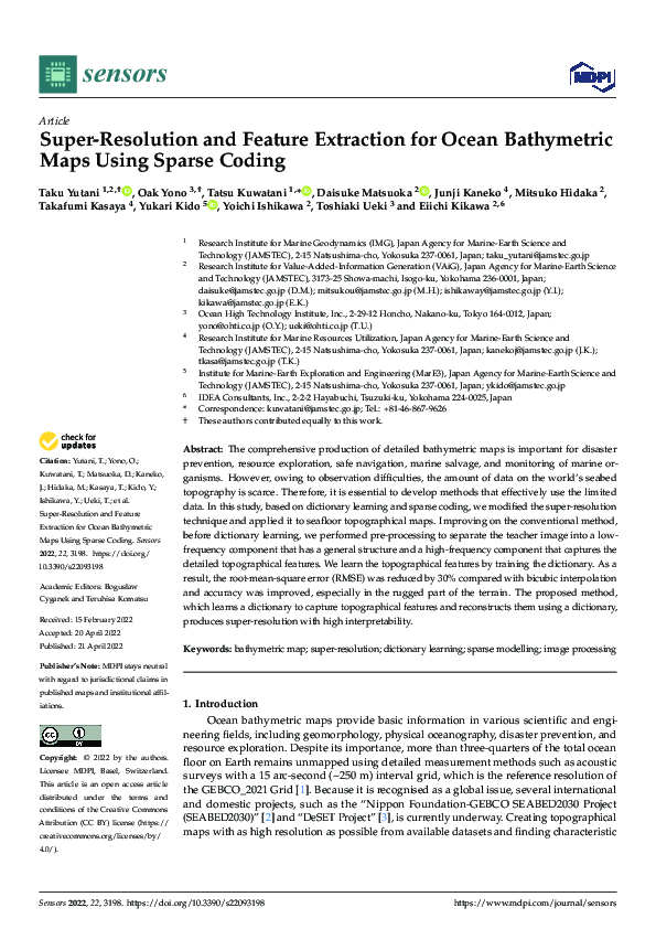 Pdf Super Resolution And Feature Extraction For Ocean Bathymetric Maps Using Sparse Coding