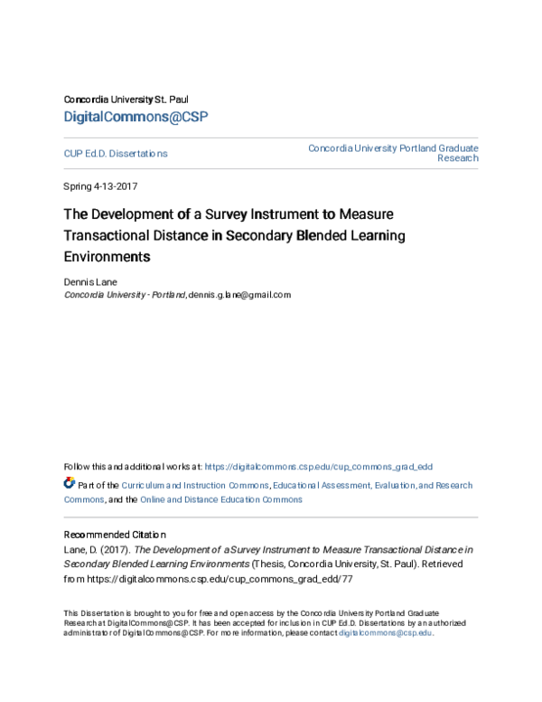 (PDF) The Development of a Survey Instrument to Measure Transactional ...