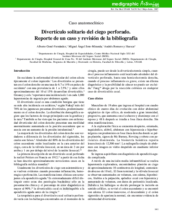 (PDF) Divertículo solitario del ciego perforado. Reporte de un caso y ...