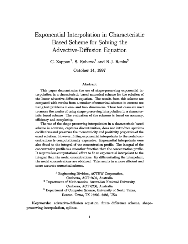 (PDF) Exponential spline interpolation in characteristic based scheme ...
