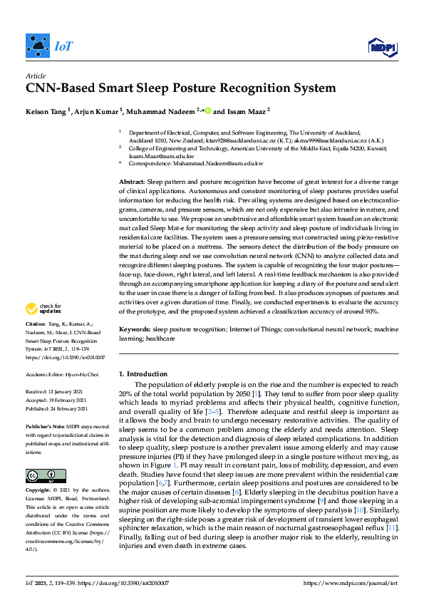 (PDF) CNN-Based Smart Sleep Posture Recognition System