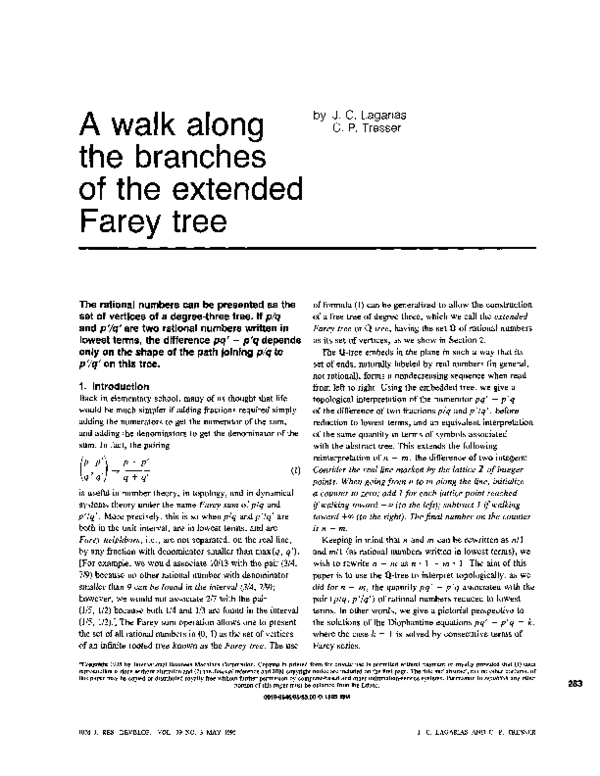 (PDF) A walk along the branches of the extended Farey Tree