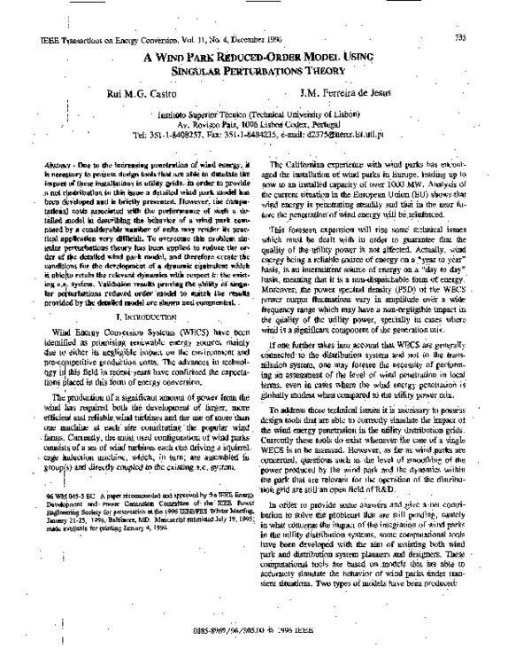 (PDF) A wind park reduced-order model using singular perturbations theory