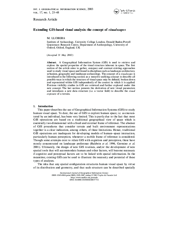 (PDF) Extending GIS-based visual analysis: the concept of visualscapes