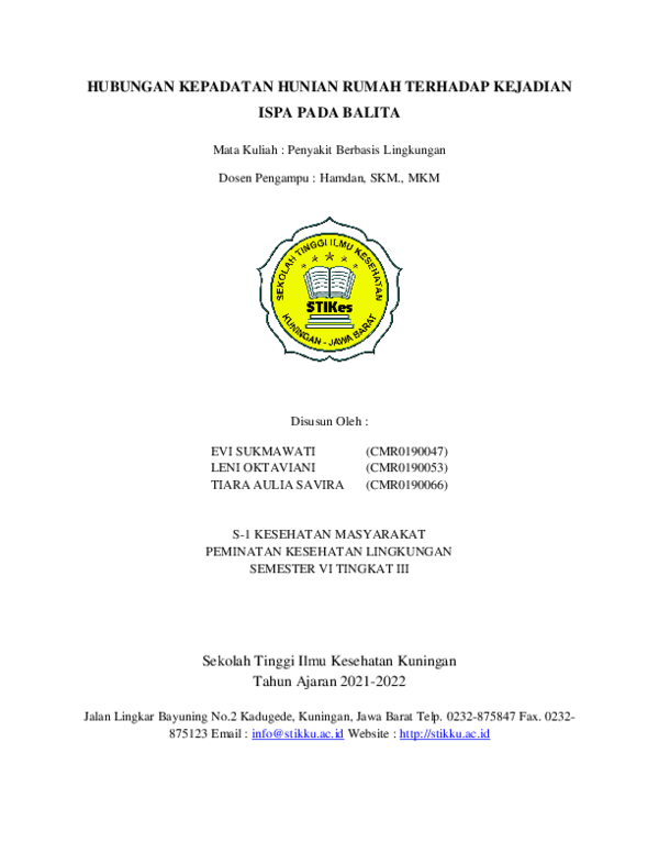 (PDF) HUBUNGAN KEPADATAN HUNIAN RUMAH TERHADAP KEJADIAN ISPA PADA BALITA