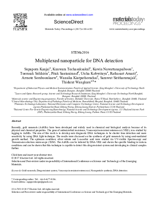 (PDF) Multiplexed nanoparticle for DNA detection