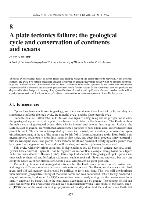 (PDF) A plate tectonics failure: the geological cycle and conservation ...