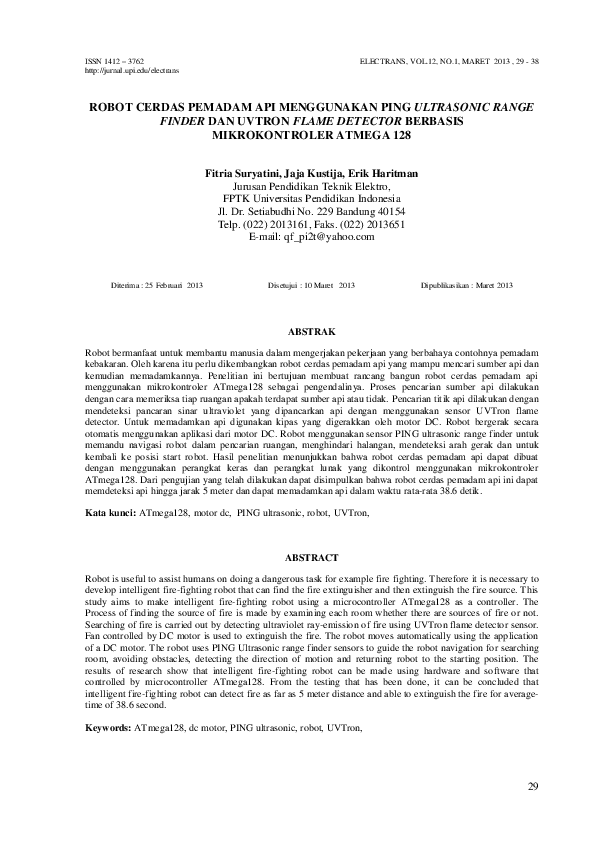 (PDF) Robot Cerdas Pemadam Api Menggunakan Ping Ultrasonic Range Finder ...
