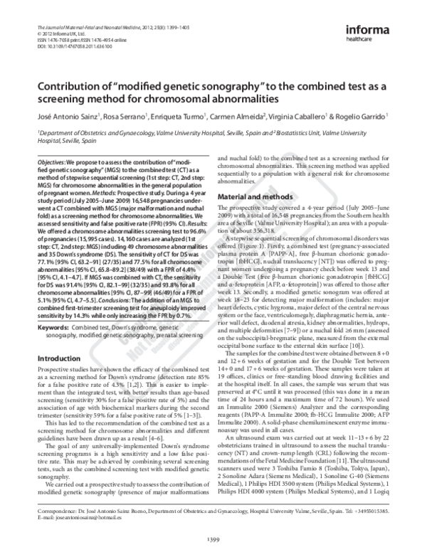 (PDF) Contribution of “modified genetic sonography” to the combined ...