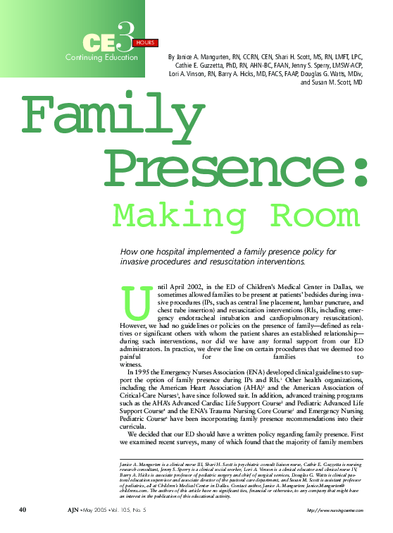 (PDF) Family Presence: Making Room