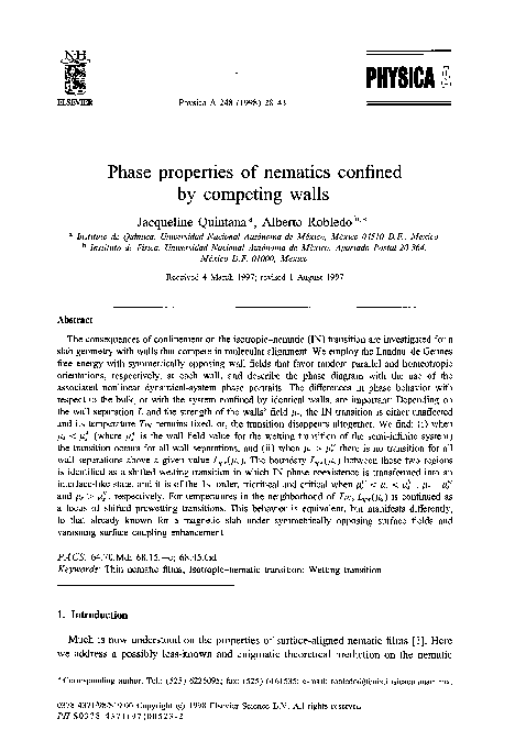 (PDF) Phase properties of nematics confined by competing walls | Jacqueline Quintana - Academia.edu