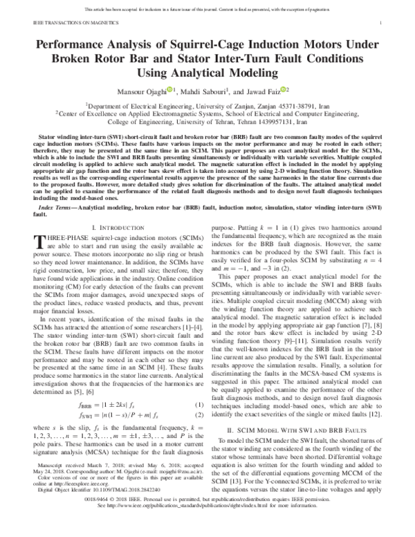 Pdf Performance Analysis Of Squirrel Cage Induction Motors Under