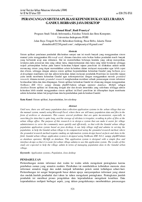(PDF) Perancangan Sistem Aplikasi Kependudukan Kelurahan Gandul ...