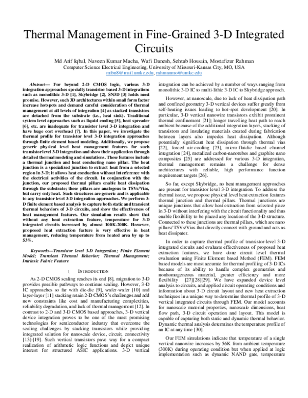 (PDF) Thermal Management in Fine-Grained 3-D Integrated Circuits