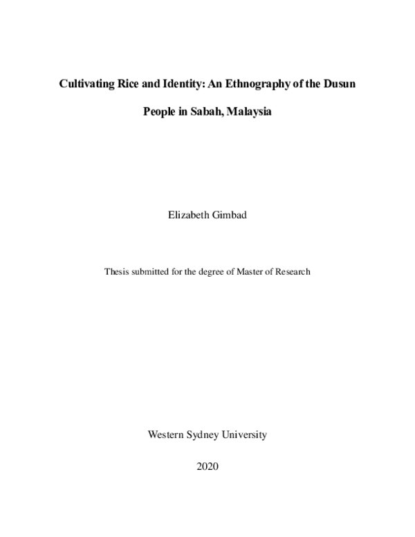 (PDF) Cultivating Rice and Identity an Ethnography of the Dusun People ...