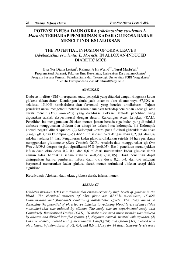 (PDF) POTENSI INFUSA DAUN OKRA (Abelmoschus esculentus L. Moench ...