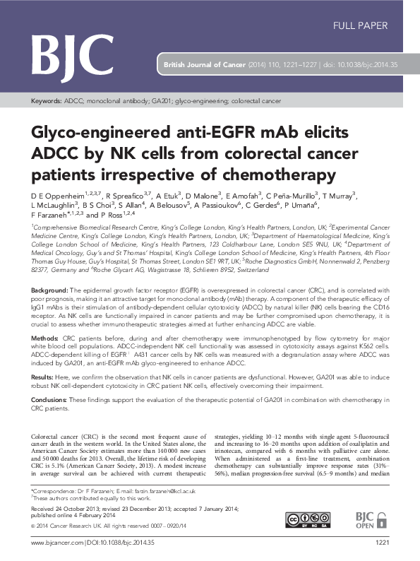 (PDF) Glyco-engineered anti-EGFR mAb elicits ADCC by NK cells from ...