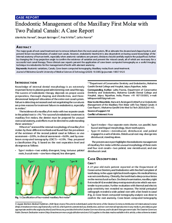 (PDF) Endodontic Management of the Maxillary First Molar with Two ...